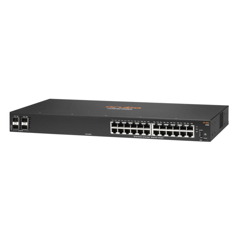Switch HPE Aruba CX 6100 - 24 portas Gigabit - 4x SFP+ - Layer 2 - Ger
